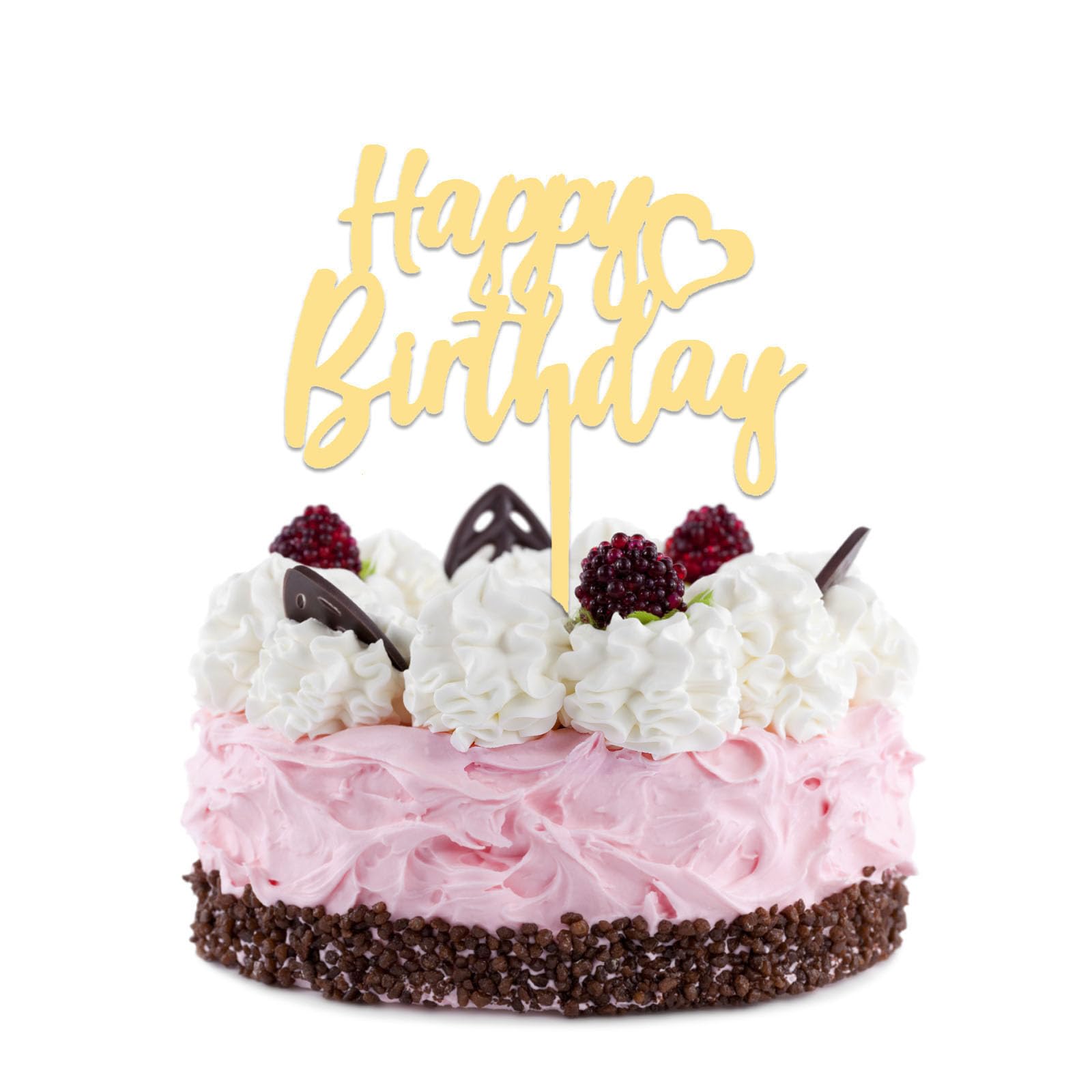 Snapklik.com : Gold Acrylic Happy Birthday Cake Topper Decoration ...