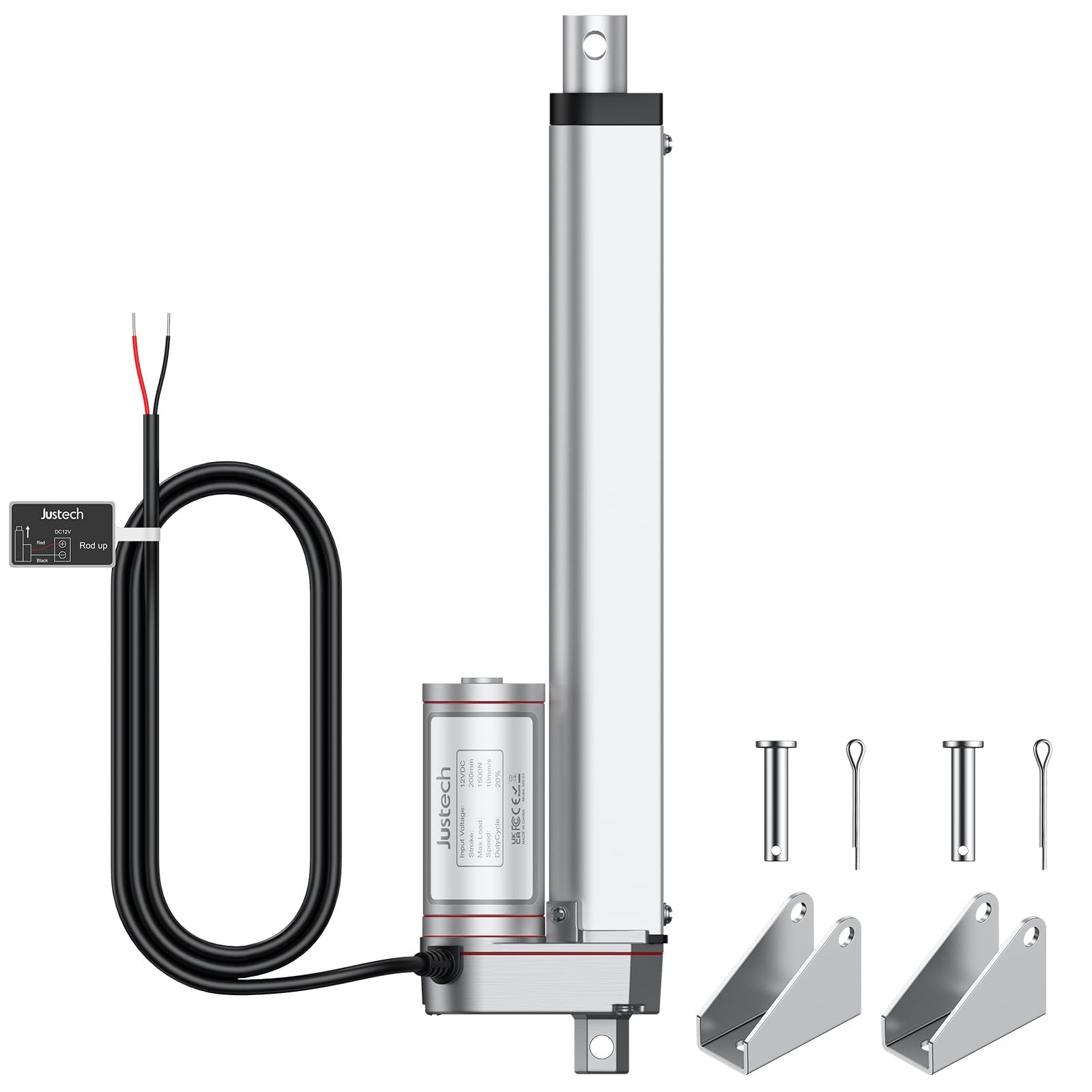 Justech 12v Heavy Duty Linear Actuator 330lbs 1500n 8inch 200mm ...