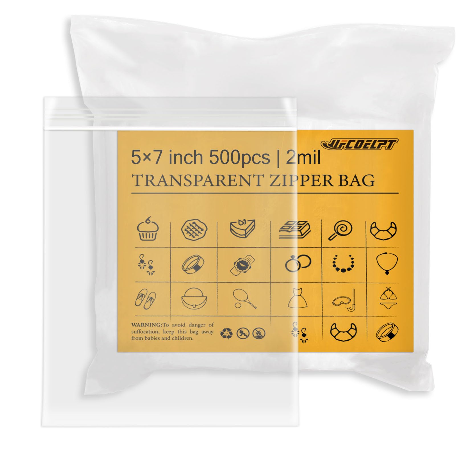 Amazon.com: 500 Count 5x7 Clear Zip Bags – 2 Mil Reclosable Zip Plastic ...