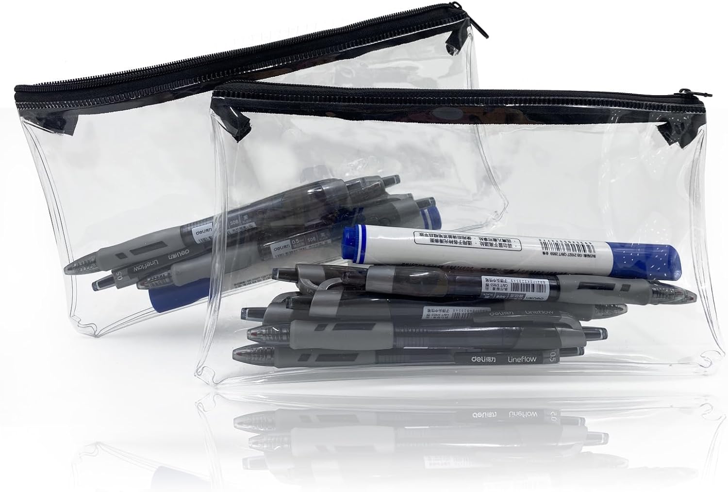 QQDBT 2 PCS Clear Pencil Case for Exams, Transparent Pencil Case ...