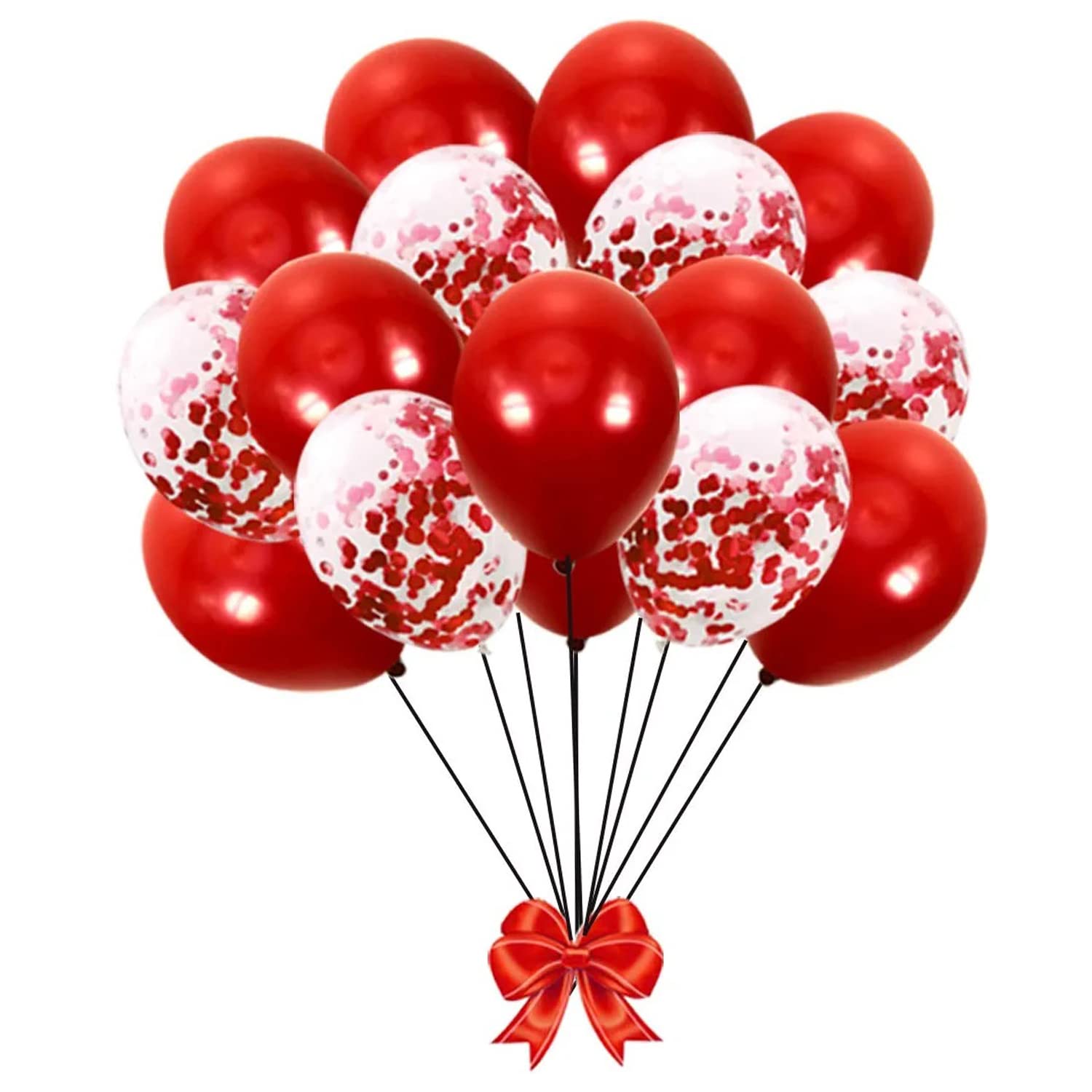 Party Propz Rubber Red Balloons For Decoration - 10Pcs Red Confetti ...