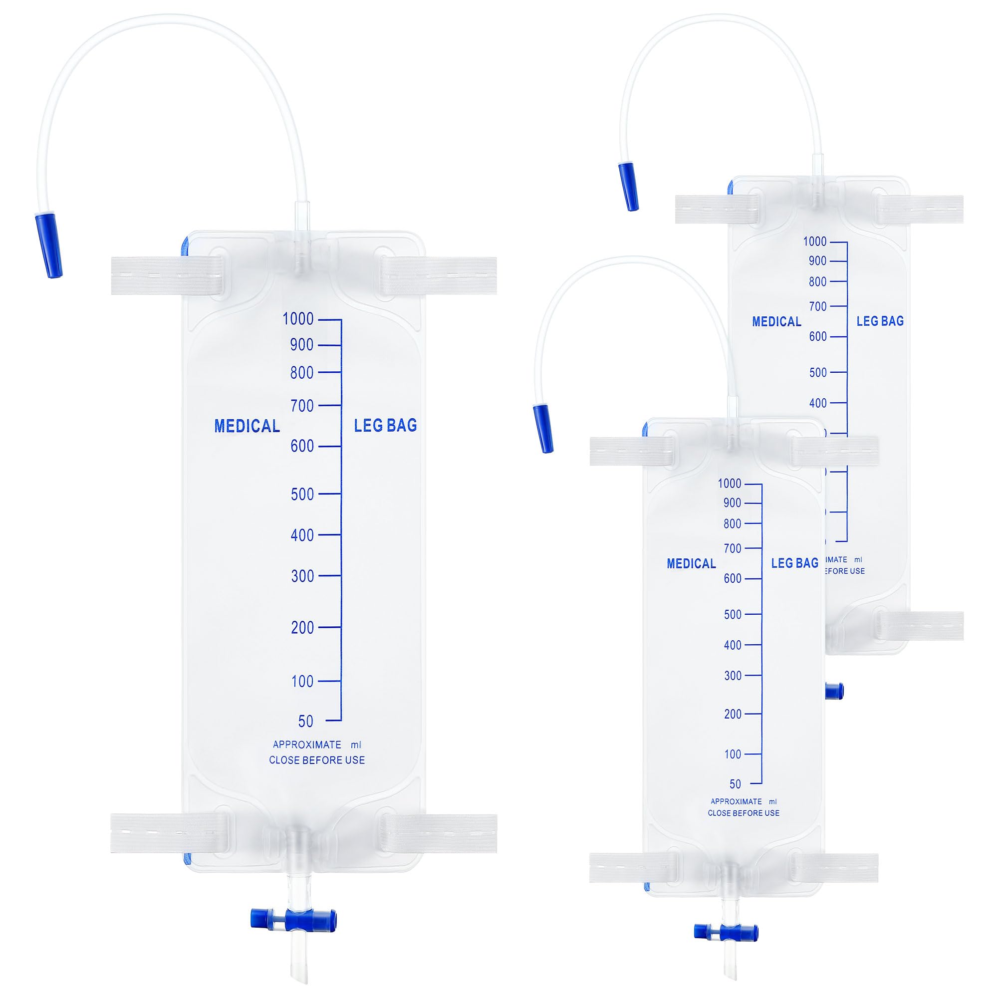 Snapklik.com : 3 Pcs 33.8oz/1000ml Leg Bag Urinary Drainage Bag