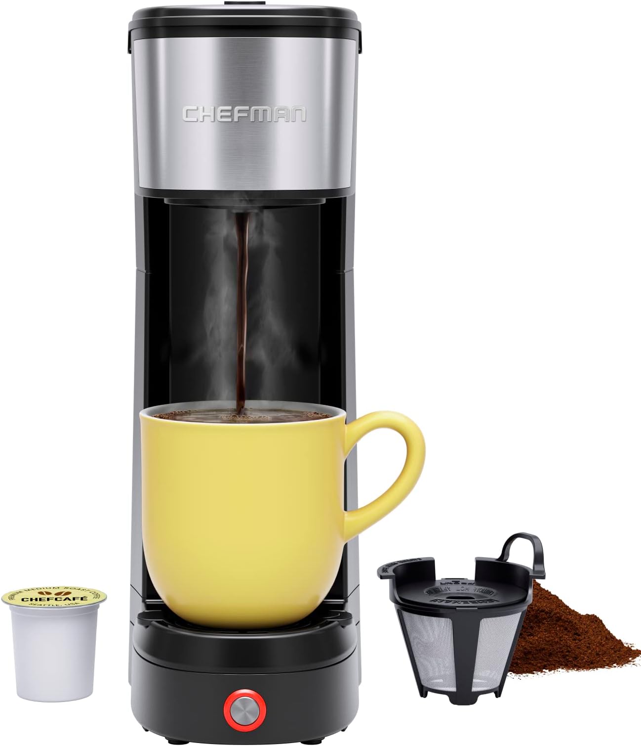 Amazon.com: Chefman Single Serve Coffee Maker: K-Cup & Ground ...