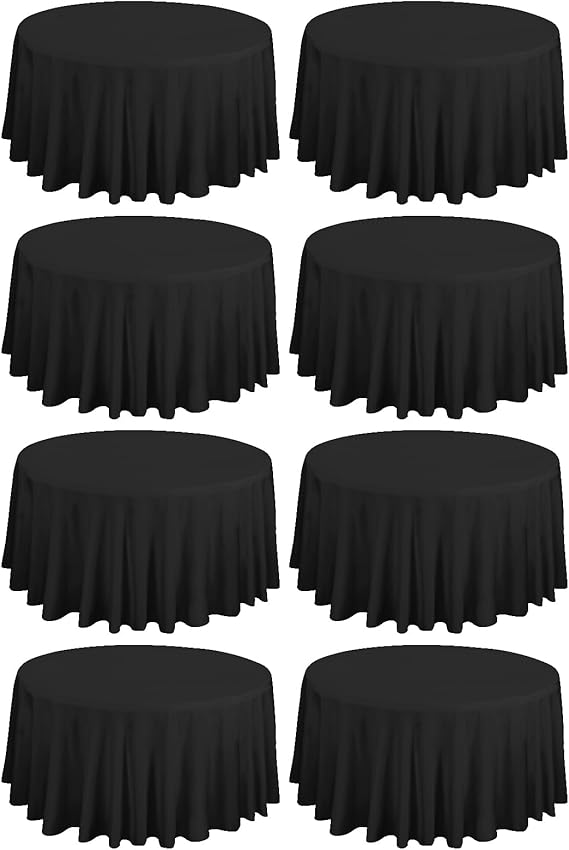 Amazon.com: fani 8 Pack 108 Inch Round Tablecloth, Black Polyester ...