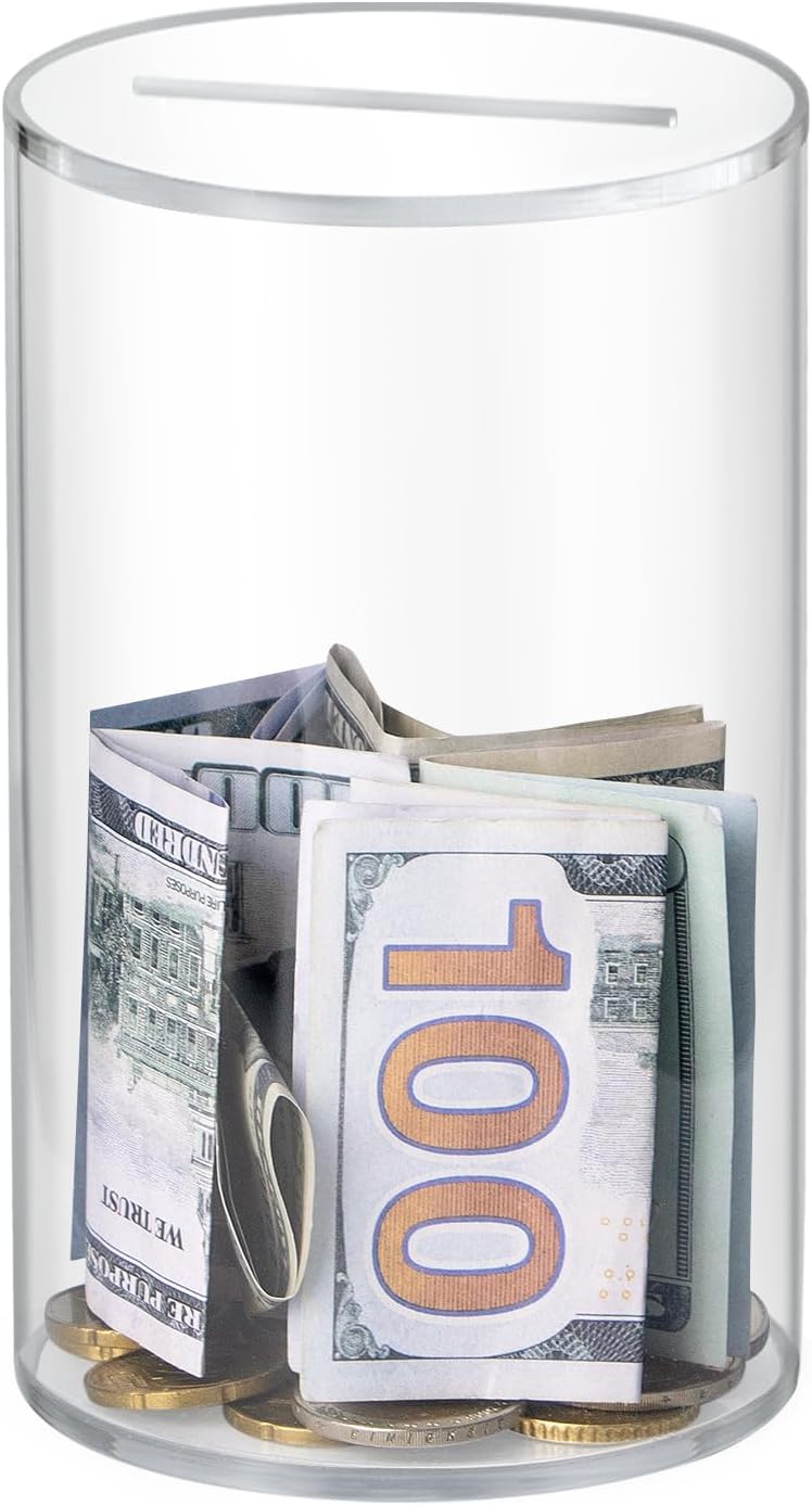 Amazon.com : Clear Piggy Bank for Adults Kids, Acrylic Piggy Bank for ...