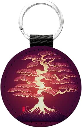 Amazon.com: Tree of Life Round Keychain - Japanese Key Ring - Art Round ...