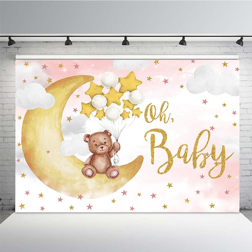 Amazon.com : MEHOFOND 7x5ft Baby Shower Pink Backdrop Oh Baby for Girls ...