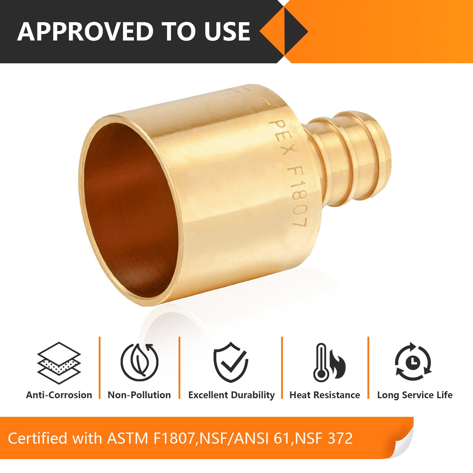 Snapklik.com : HeSun 10-Pack PEX Fittings, 1/2" PEX X 3/4" Female Sweat ...