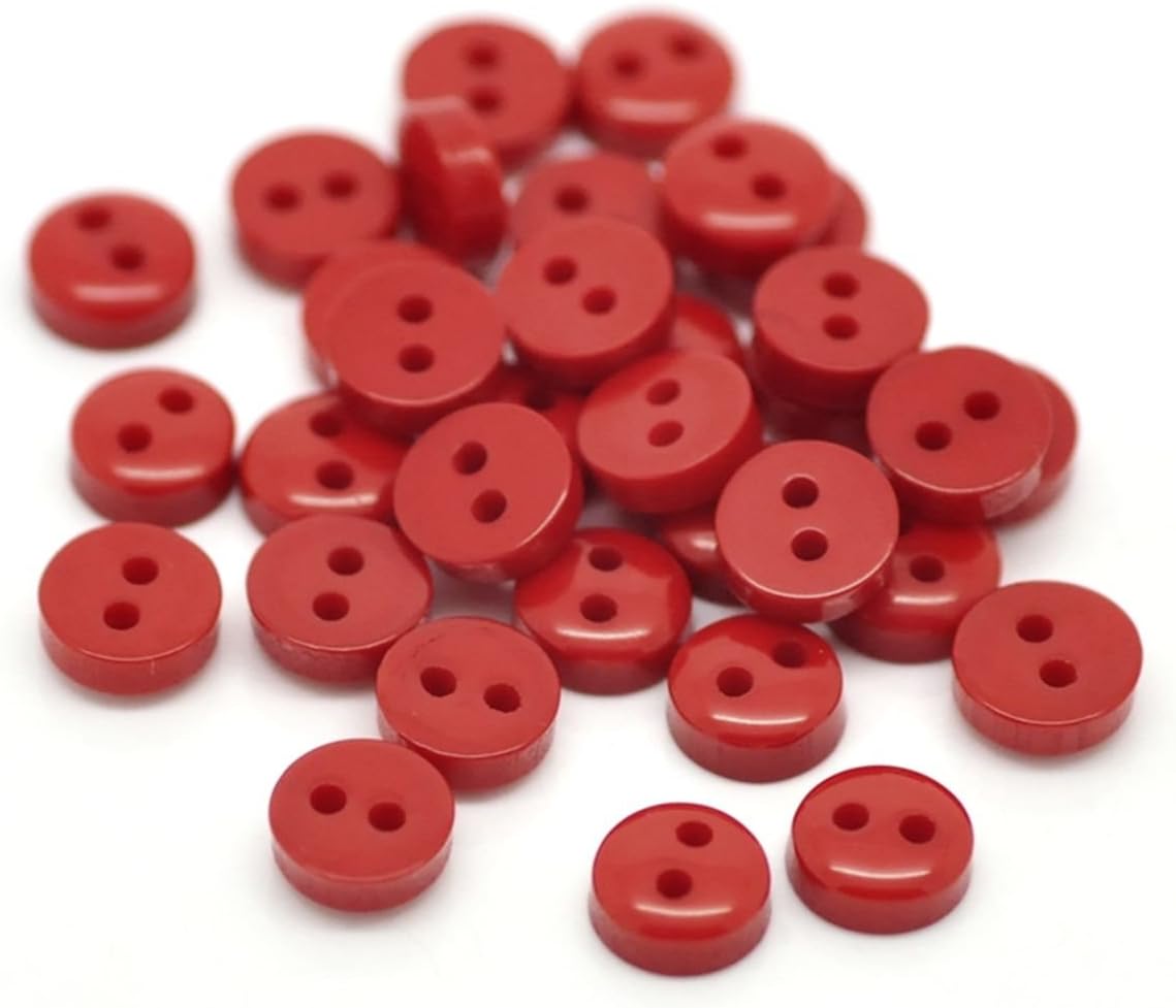 100 Round Red Resin 6mm Buttons with 2 Sewing Holes. for Clothes Making ...