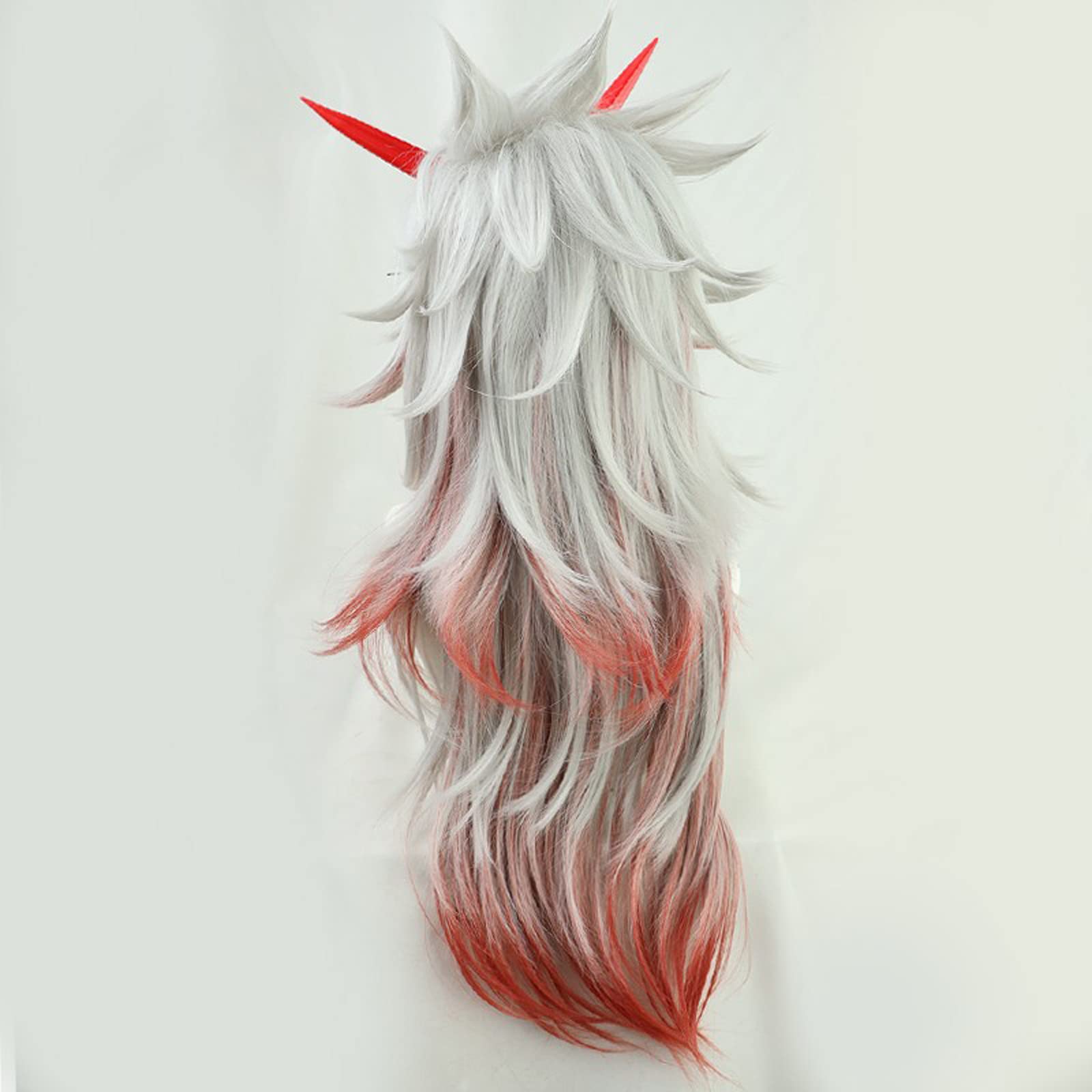 Buy Astaroth Arataki Itto Wig White Long Hair Red Tresses Reverse Three ...