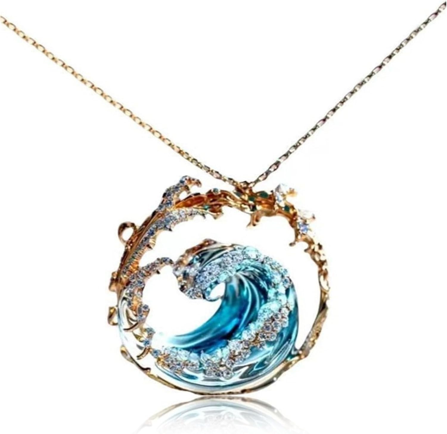 Amazon.com: Veesper Wave Necklace for Women, Adjustable Ocean Jewelry ...