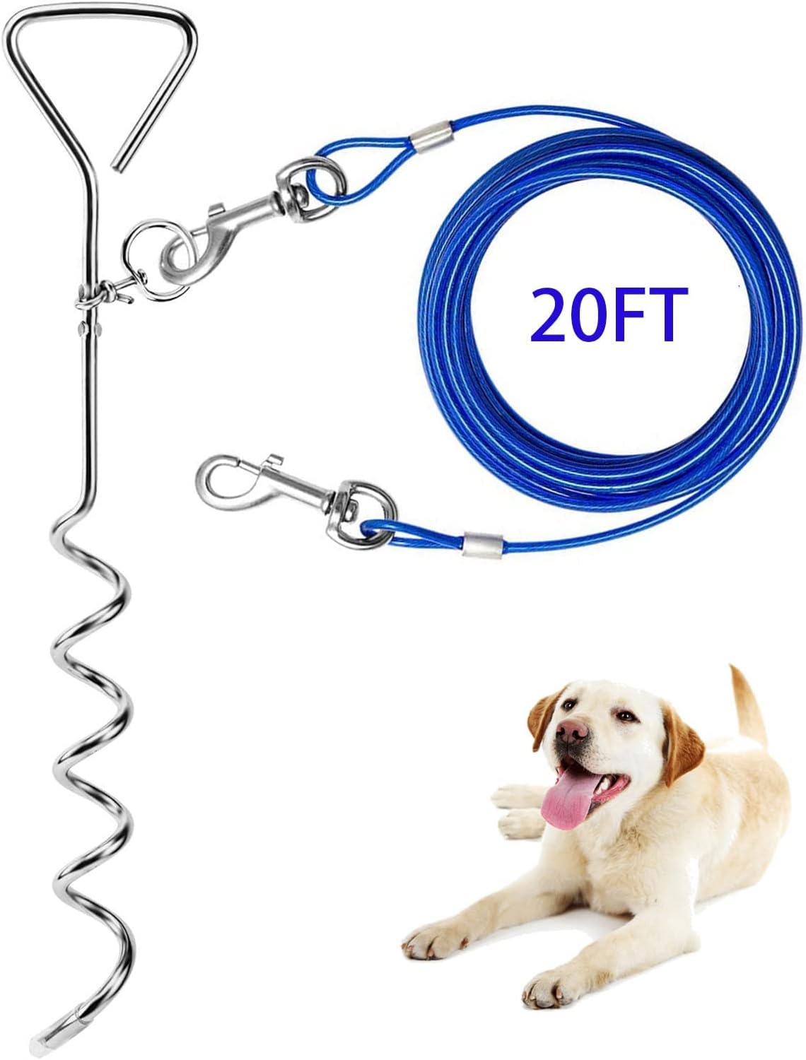 Amazon.com : Petmate Easyturn 18 Inch Spiral Stake Dog Tie Out With 20 ...