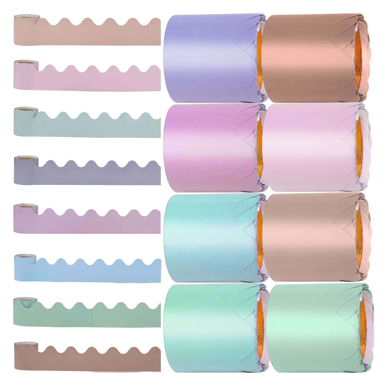 Buy 8 Rolls Colorful Bulletin Board Borders Set 131 Ft Scalloped ...