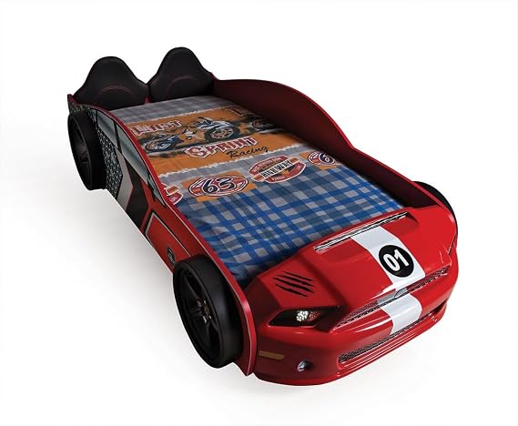 Race Car Twin Bed Frame, Red Sports Car Design, Children's Bedroom ...