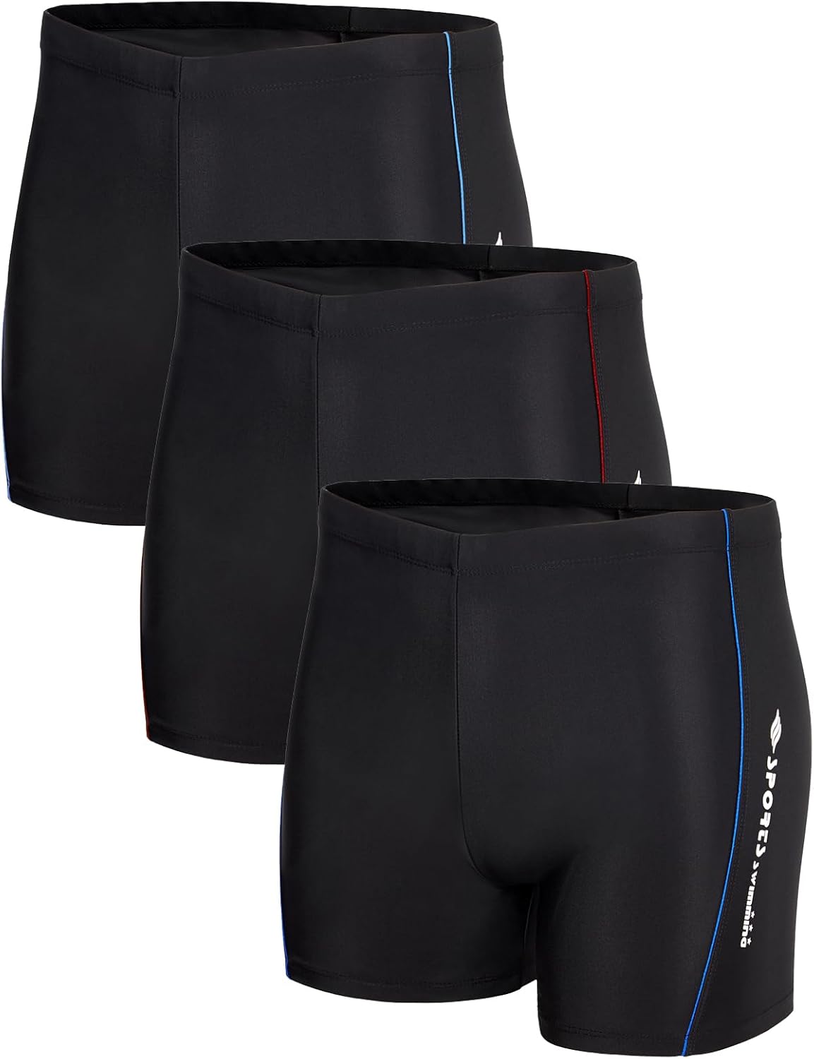 Amazon.com: KANAV 3 Pack Men's Athletic Square Leg Swimsuit Jammers ...