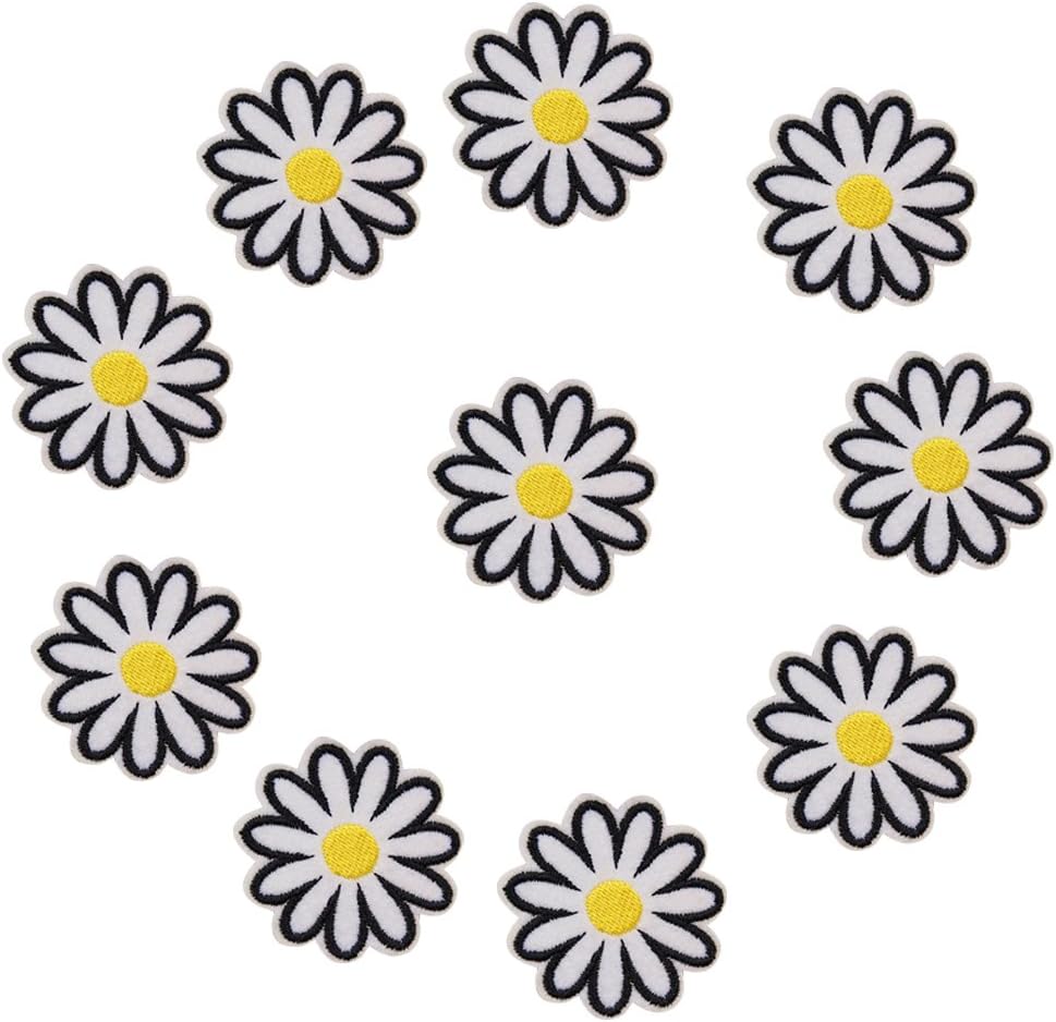 Amazon.com: XUNHUI White Flowers Patch Iron On Sew DIY Craft Patches ...