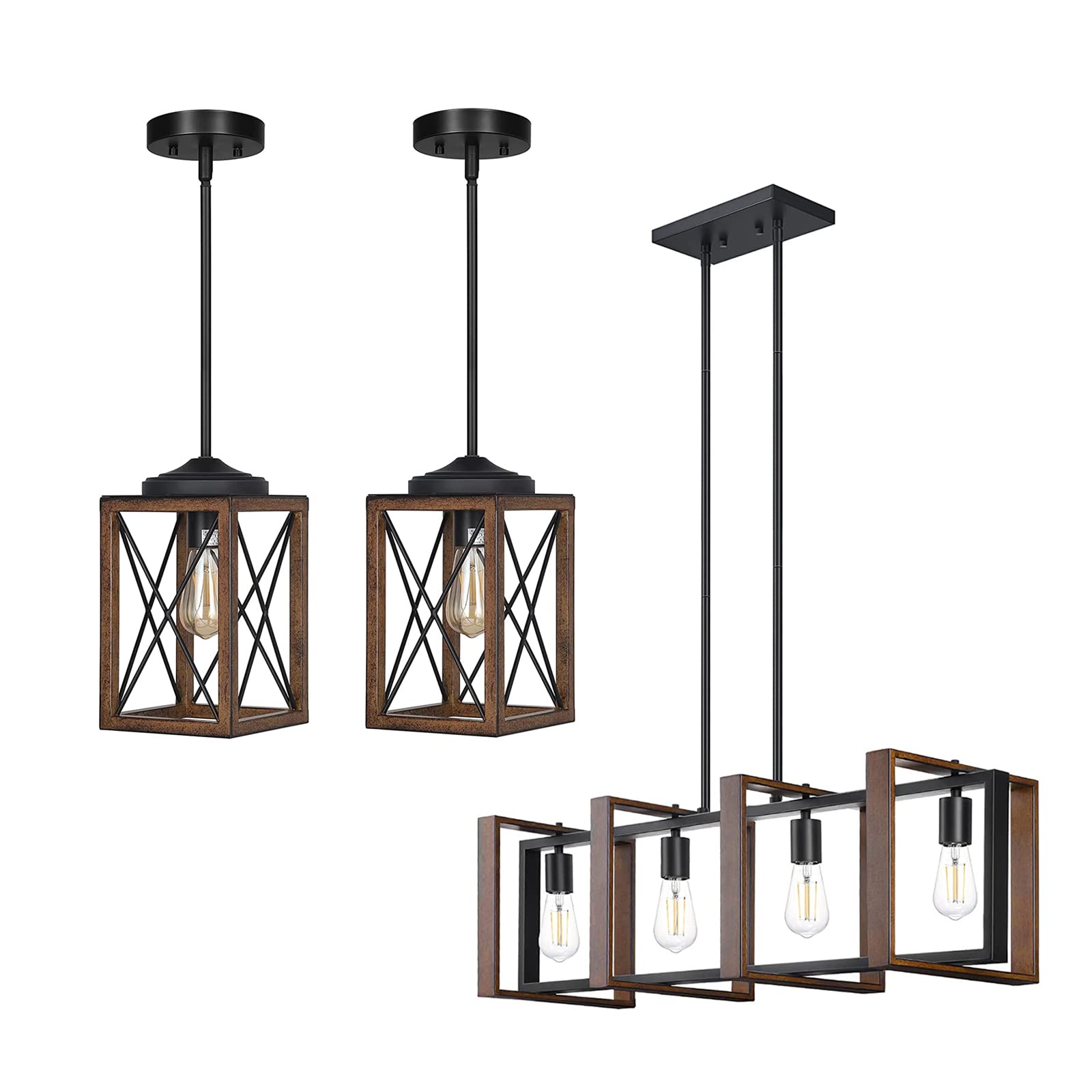 DEWENWILS Farmhouse Pendant Light, Metal Hanging Light Fixture with ...