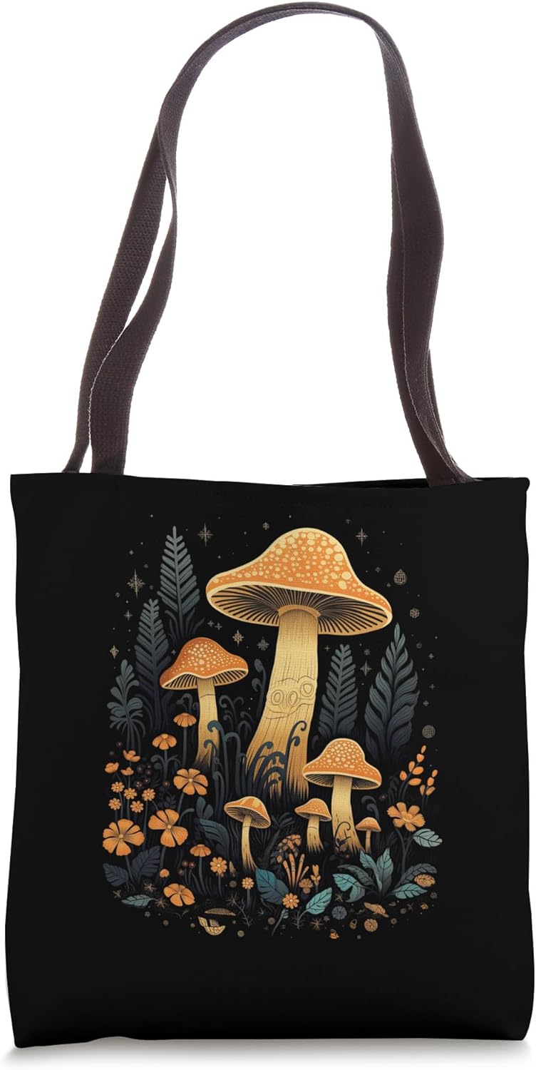 Amazon.com: cottagecore aesthetic golden mushroom goblincore moon Tote ...