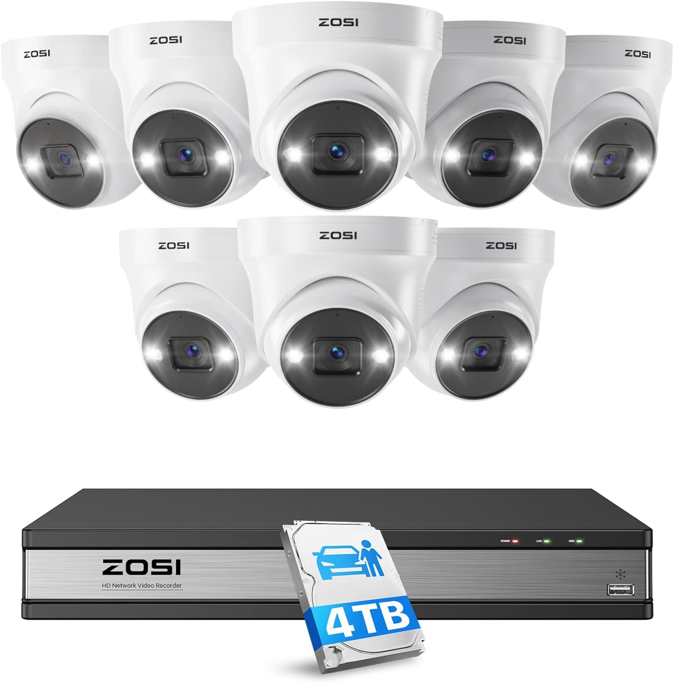 Amazon.com : ZOSI 24CH 4K PoE Security Camera System with 4TB HDD,8pcs ...