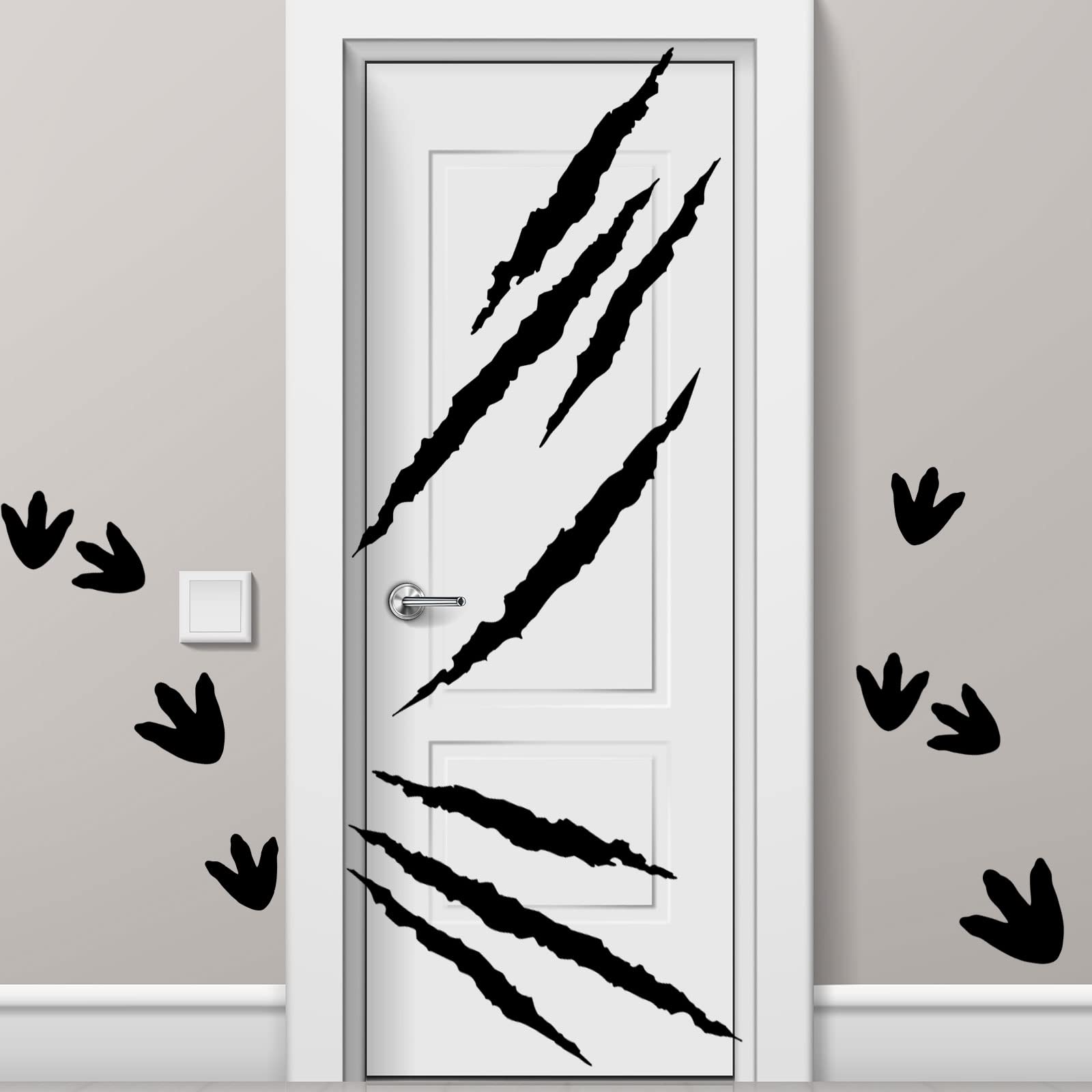 Amazon.com: 78 Pcs Dinosaur Footprints Floor Decals Black Ripped ...