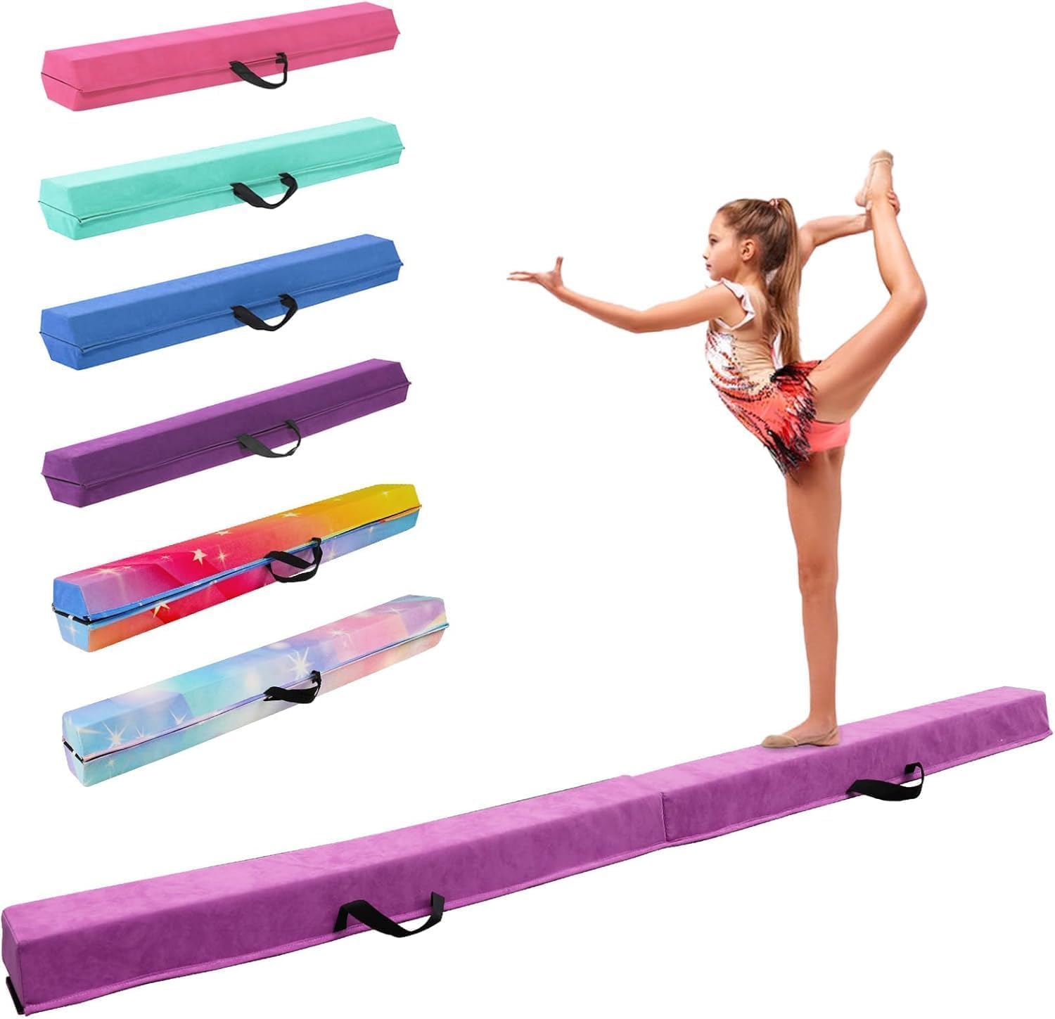 2.7m Folding Balance Beam, Portable Gymnastics Beam Equipment with Non ...