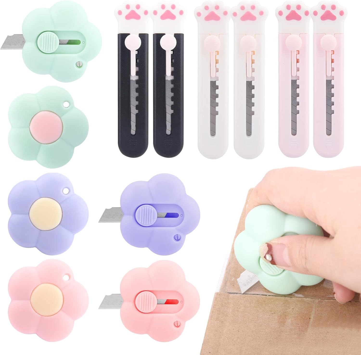 Amazon.com: 12pcs Cute Box Cutters, Retractable Utility Knives Set Mini ...