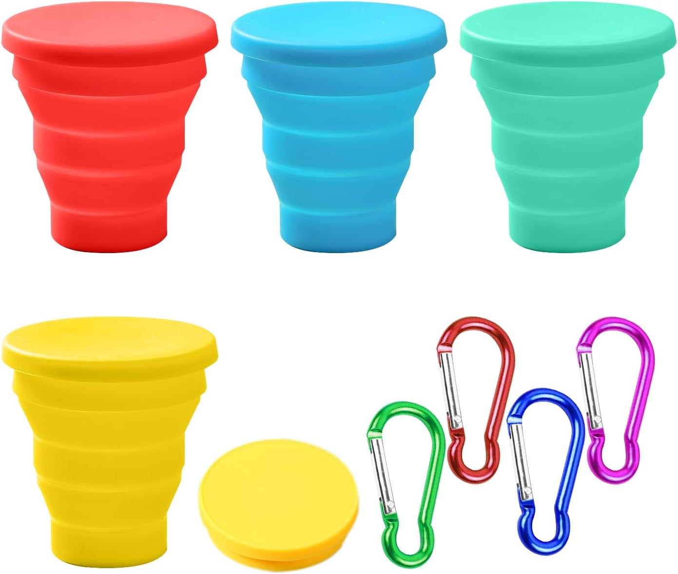 GVSAVY 4PCS Telescopic Folding Cup with 4 Carabiners, Folding Water Cup ...