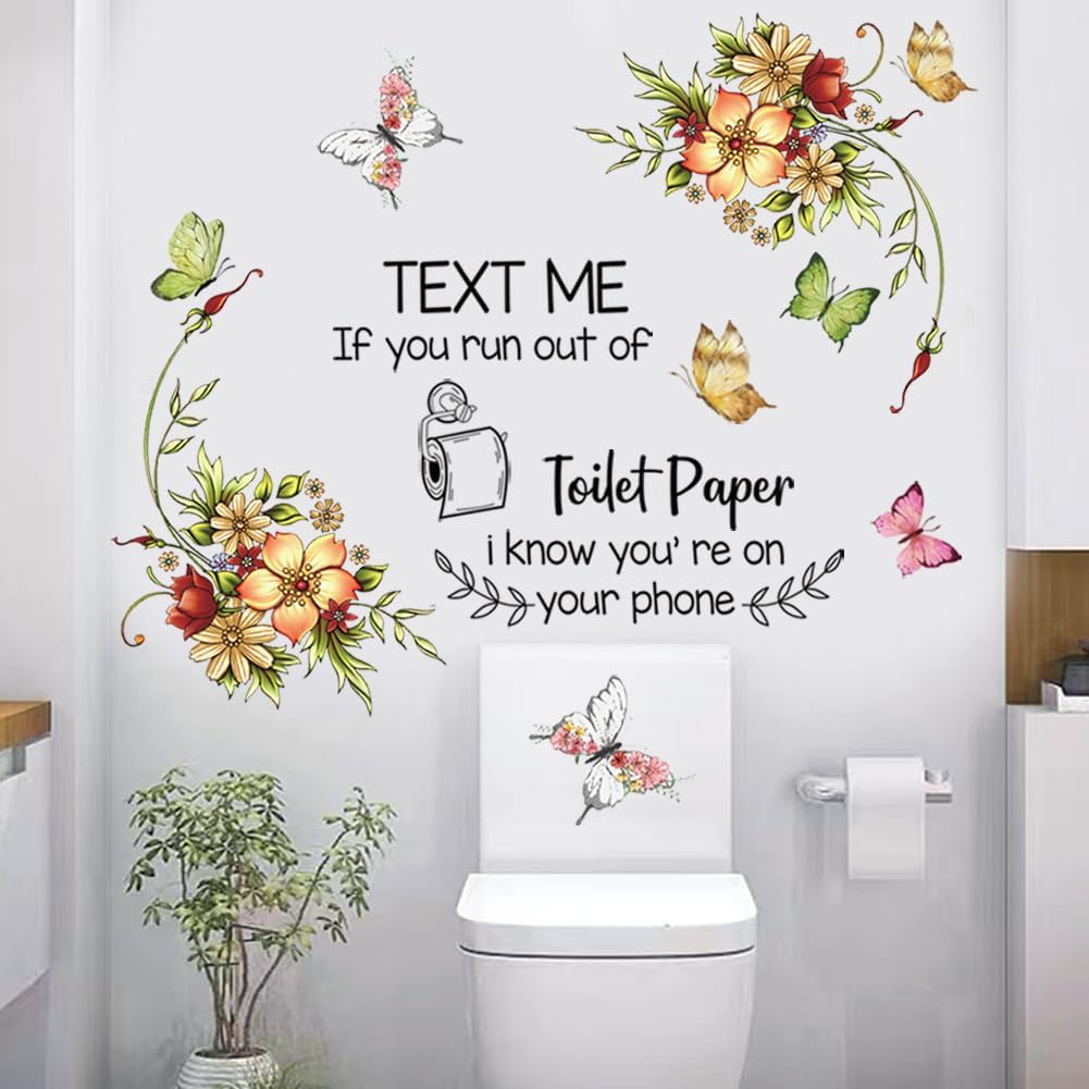 Amazon.com: Wall Decals Toilet Theme PVC Wall Sticker Toilet Paper ...