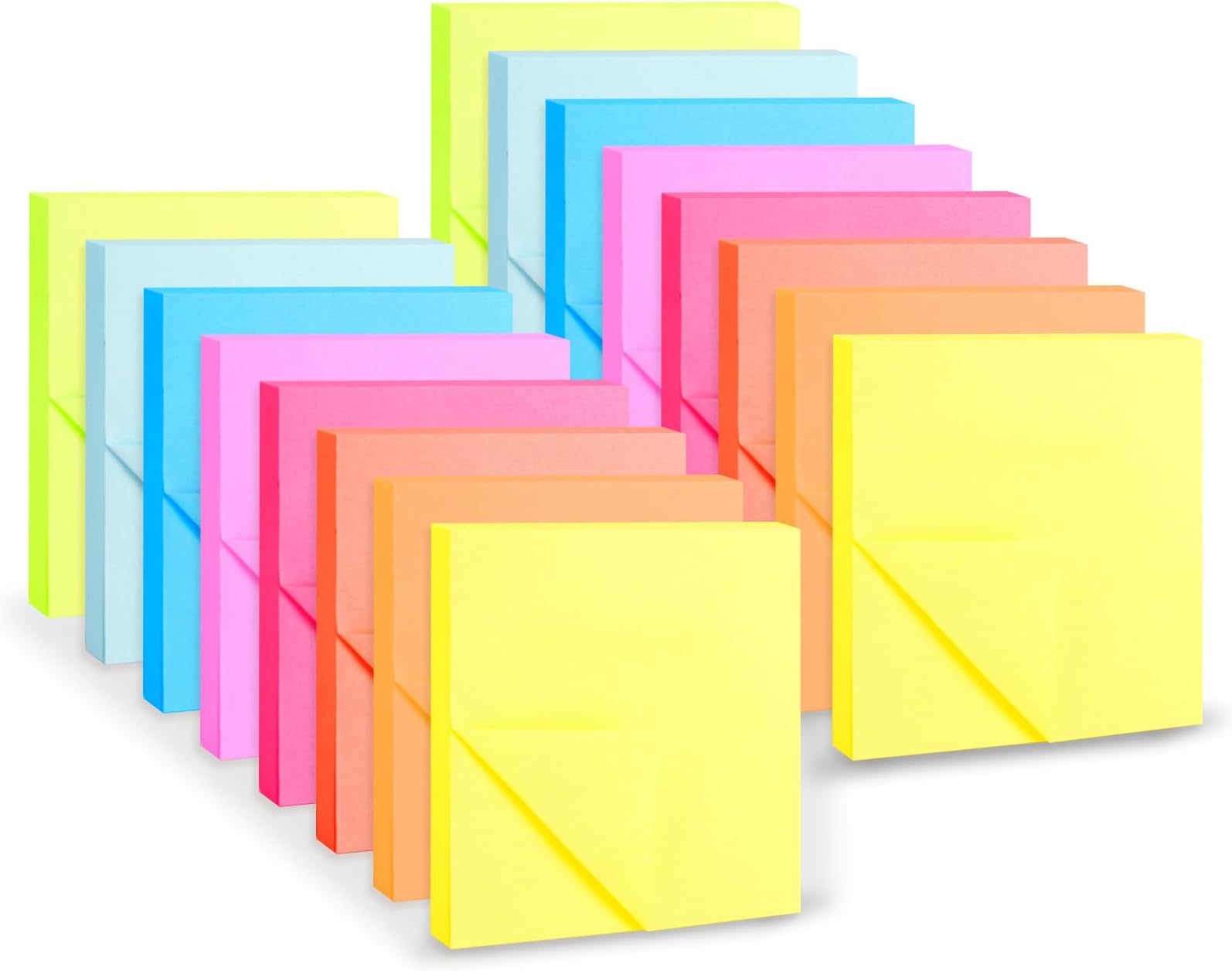 24 Pads Bright Sticky Notes, 3 x 3inch 8 Brilliant Colors Assorted ...