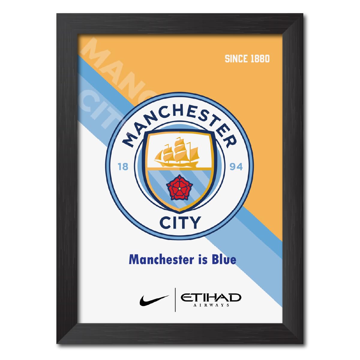 TenorArts Manchester City FC Poster Frame With Black Wooden Textures ...