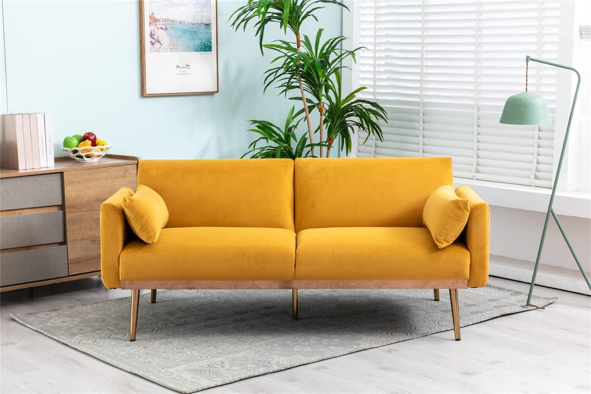 Amazon.com: TRIPLE TREE Velvet Upholstered Sofa Couch, Mid-Century ...