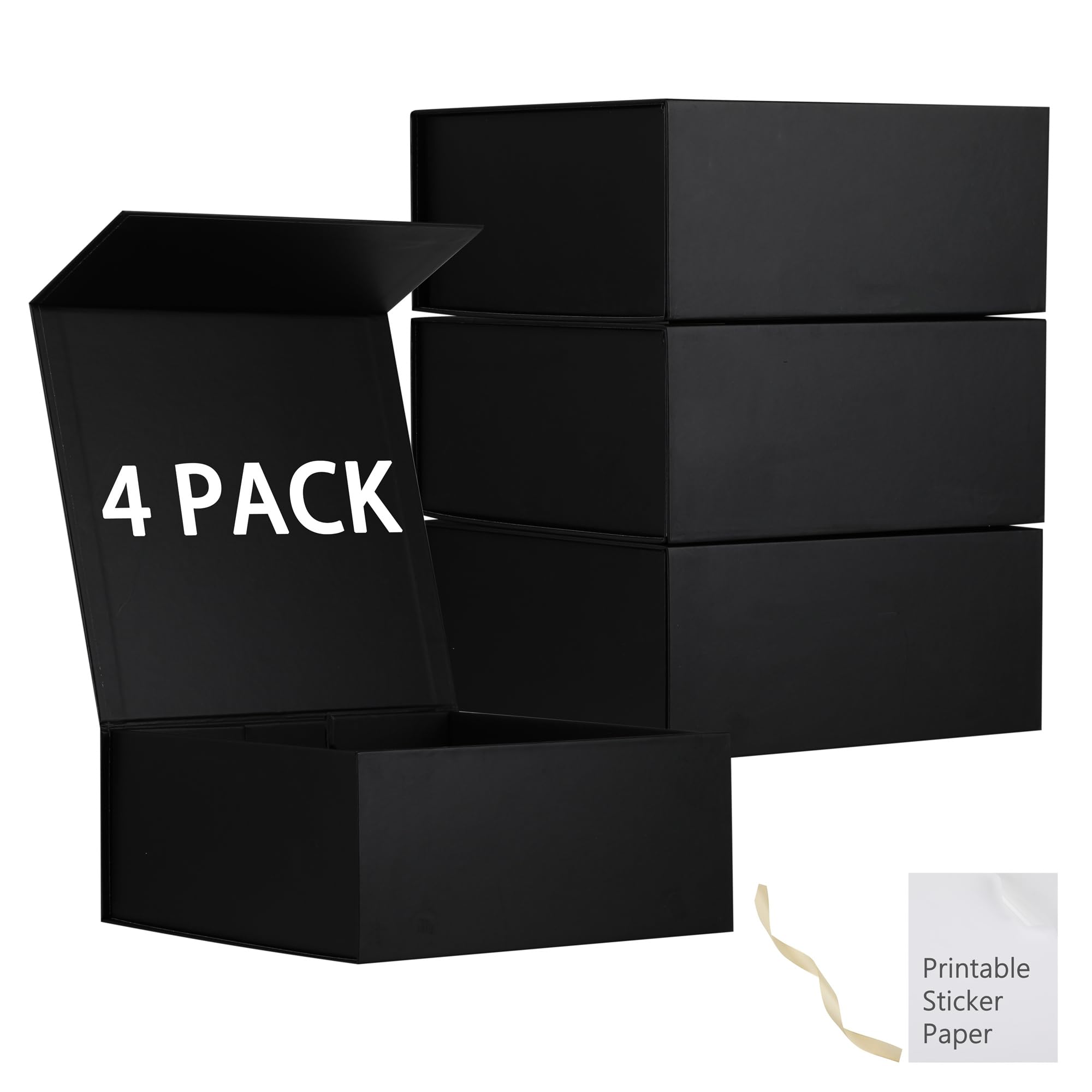 Amazon.com: MUMUPACK 4 Pack Black Gift Boxes With Lids,9x9x4 Inch ...