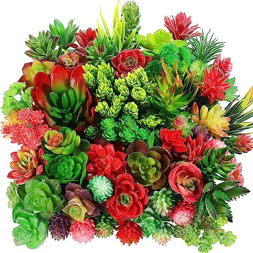 Amazon.com: Tigeen 80 Pcs Artificial Succulents Plastic Succulents ...