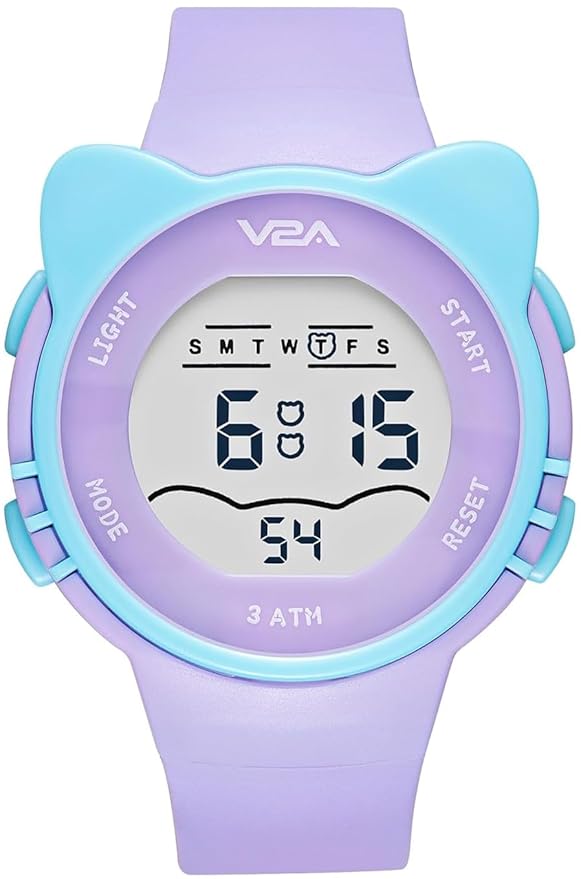 V2A Resin Cure Cat Shaped Digital Watch for Girls 3-10 Years - Purple ...