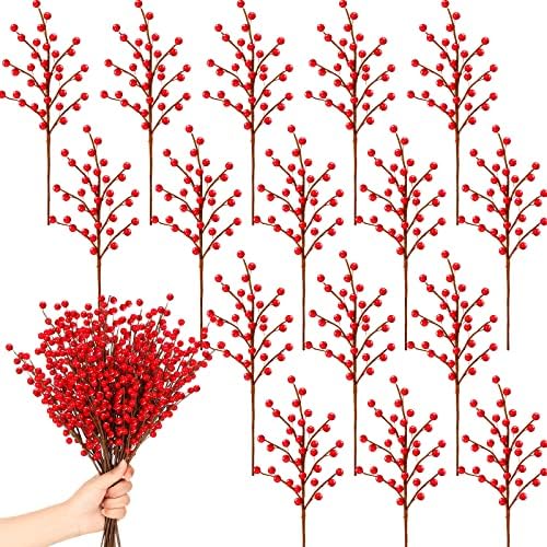 Amazon.com: Grunyia 10 Pack Christmas Artificial Berry Twigs for ...