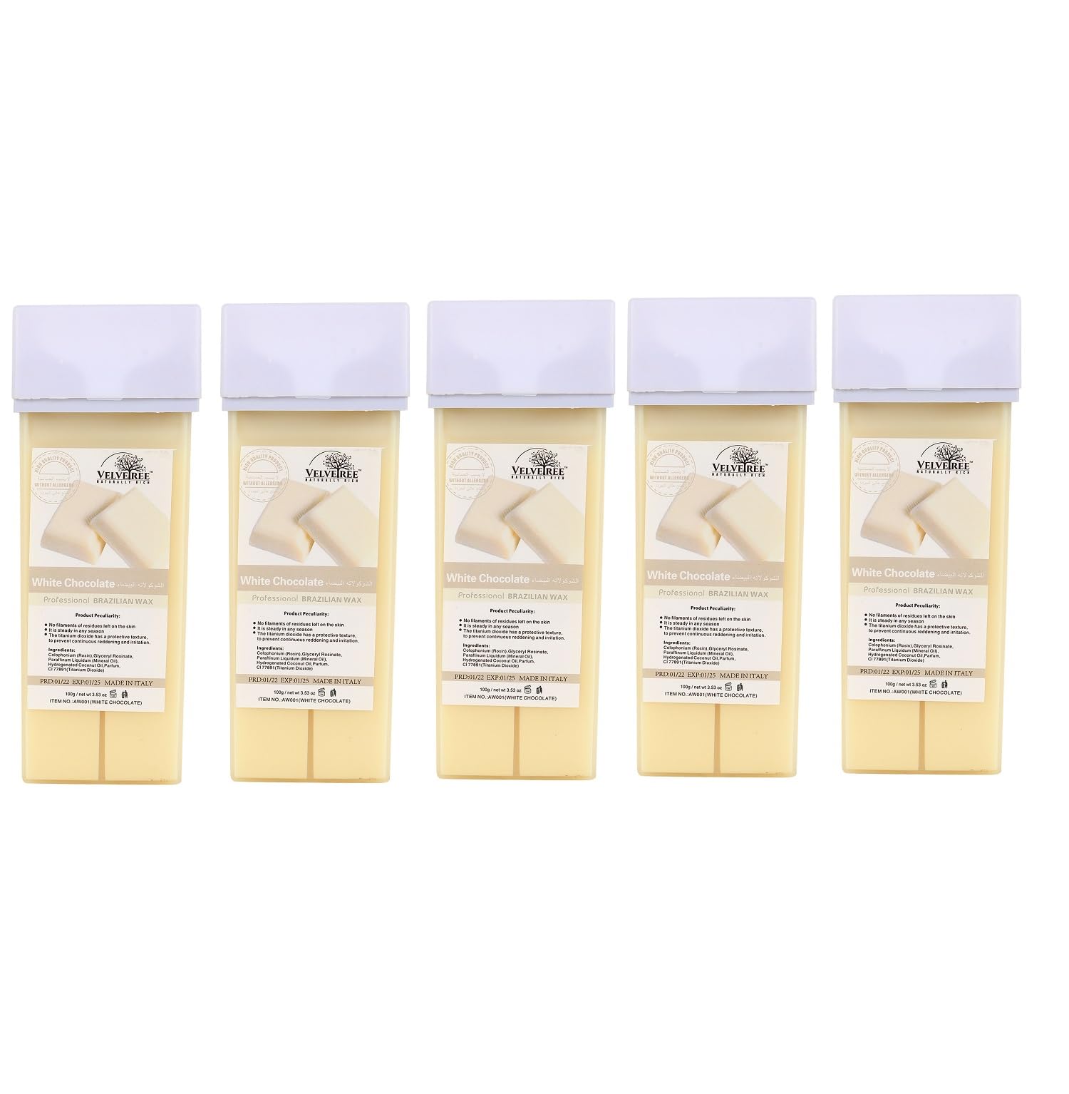 Velvetree Wax White Chocolate Roll-On Wax Kit (Set of 5 Refill wax ...