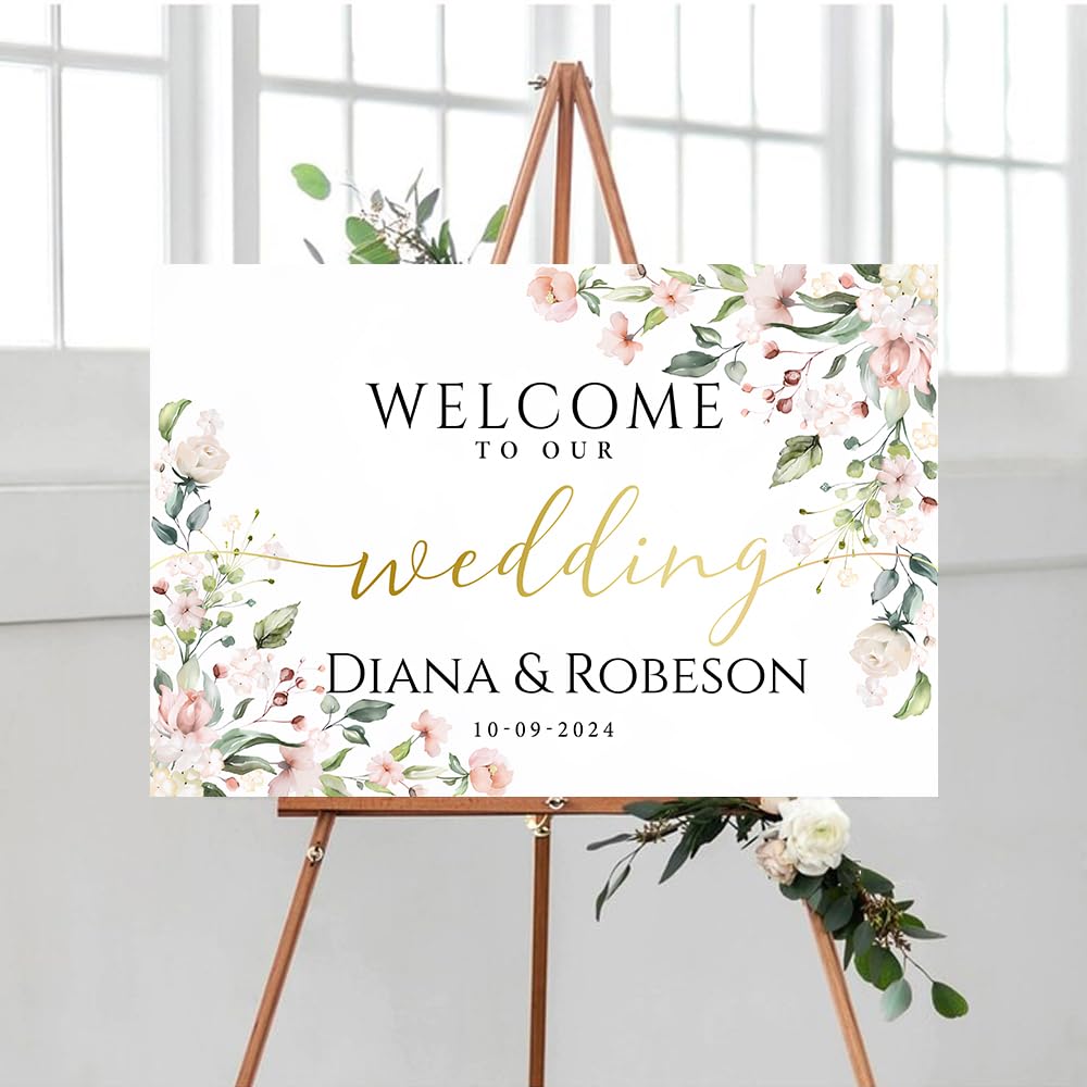 Amazon.com: Personalized Wedding Welcome Sign, Custom Wedding Sign ...