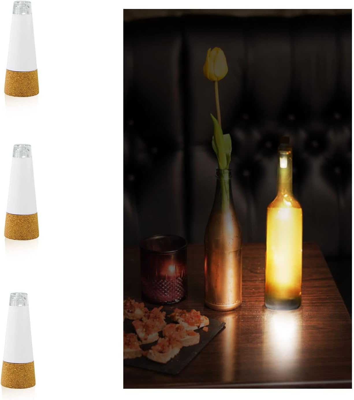 BULZEU Pack of 3 USB Cork Bottle Lights Rechargeable Wine Bottle Cork ...