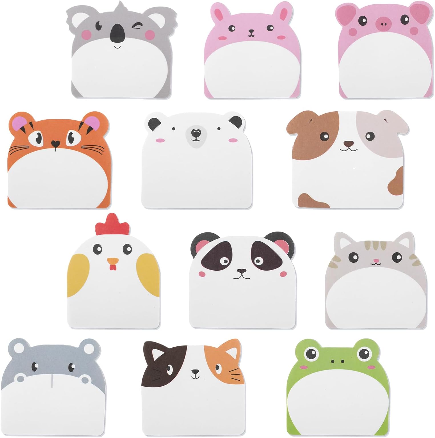 Teaaha 6 Pads Cute Sticky Notes, Cartoon Animal Designs, 180 Sheets ...