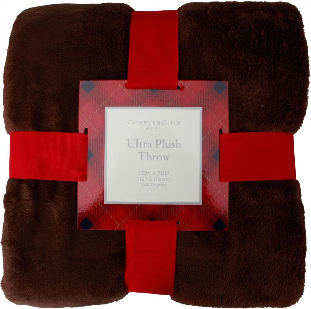 Amazon.com: Charter Club Home Ultra Plush Throw, Chocolate: Throw ...