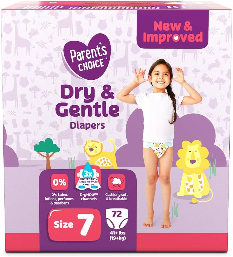 Amazon.com: Parent's Choice Diapers, Dry & Gentle Diapers Size 4 (22-37 ...