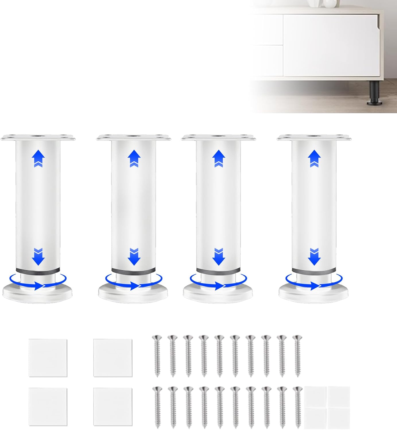 4 Pcs Adjustable Height Furniture Support Legs Furniture Legs, Table ...