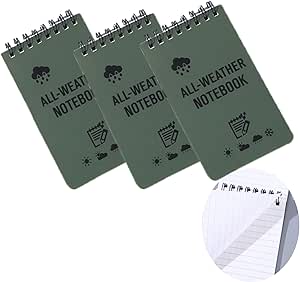 3pcs Waterproof Notebooks, 3 x 5" Army Green Police Notepad Write in ...