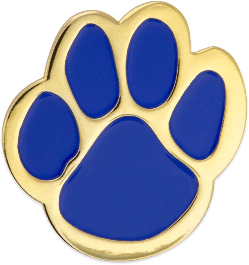 PinMart's Blue and Gold Animal Paw Print School Mascot Enamel Lapel Pin ...
