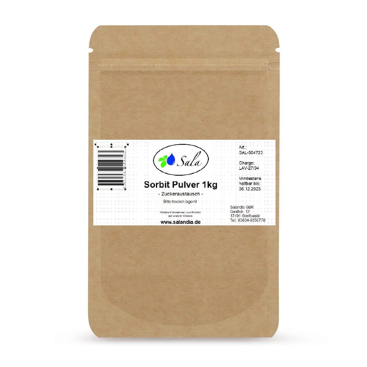 Sala Sorbit Pulver E420 konv. 1 kg 1000 g Beutel : Amazon.de ...