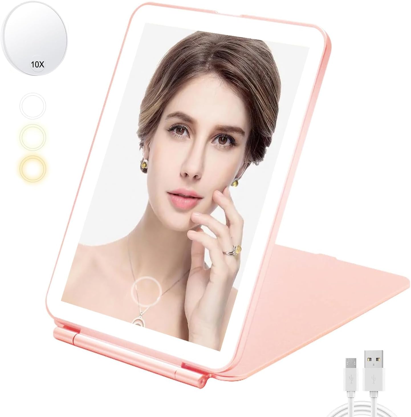 GVEFIVME Portable Travel Makeup Mirror with Led Lights, Touch Screen ...