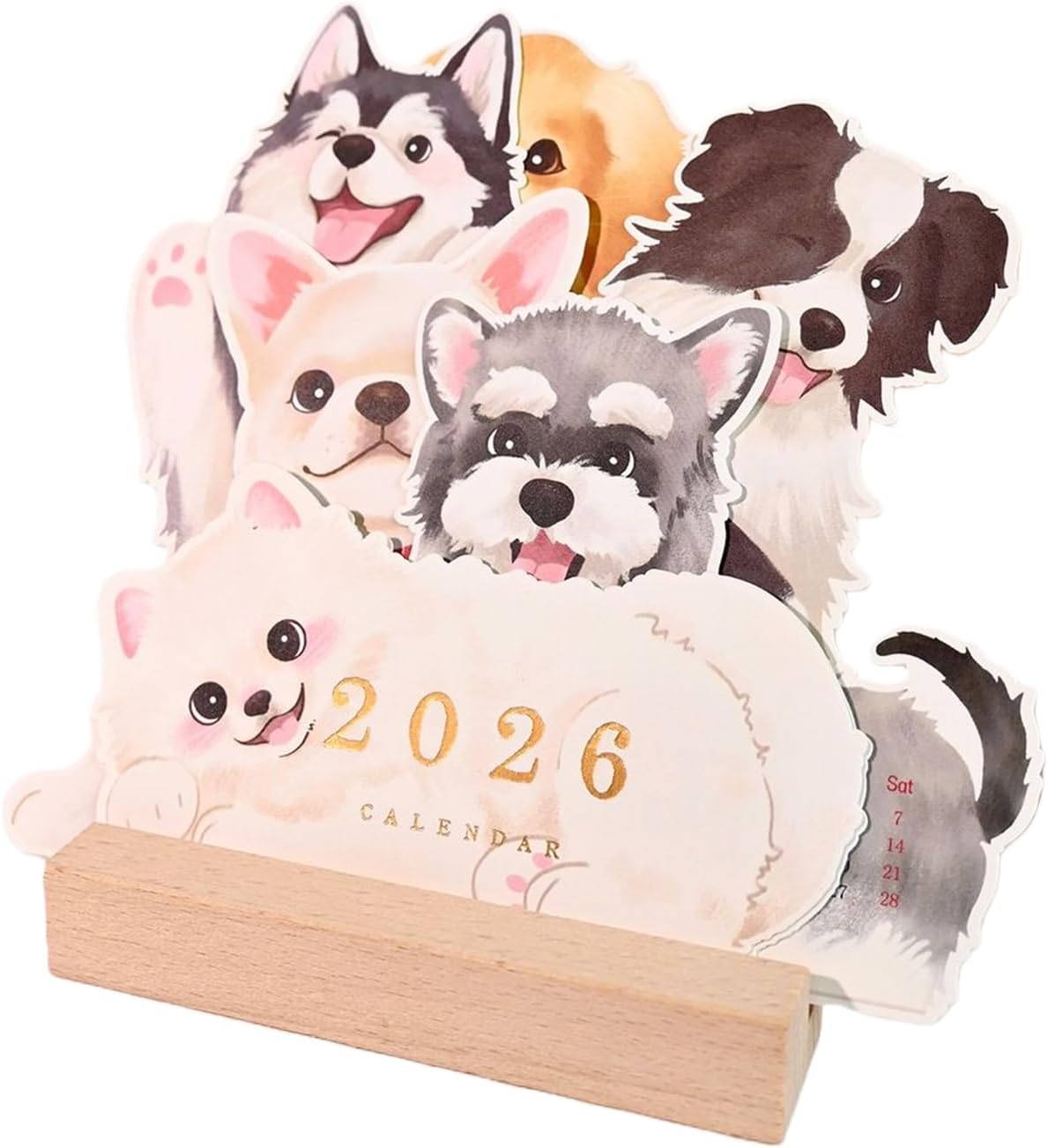 Calendario 2026 con cane – Planner mensile con supporto in legno | 12 ...