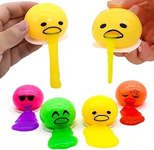 TIBDALA Puking Ball, 4PC Cute Yellow Round Sucking & Vomiting Egg Yolk ...
