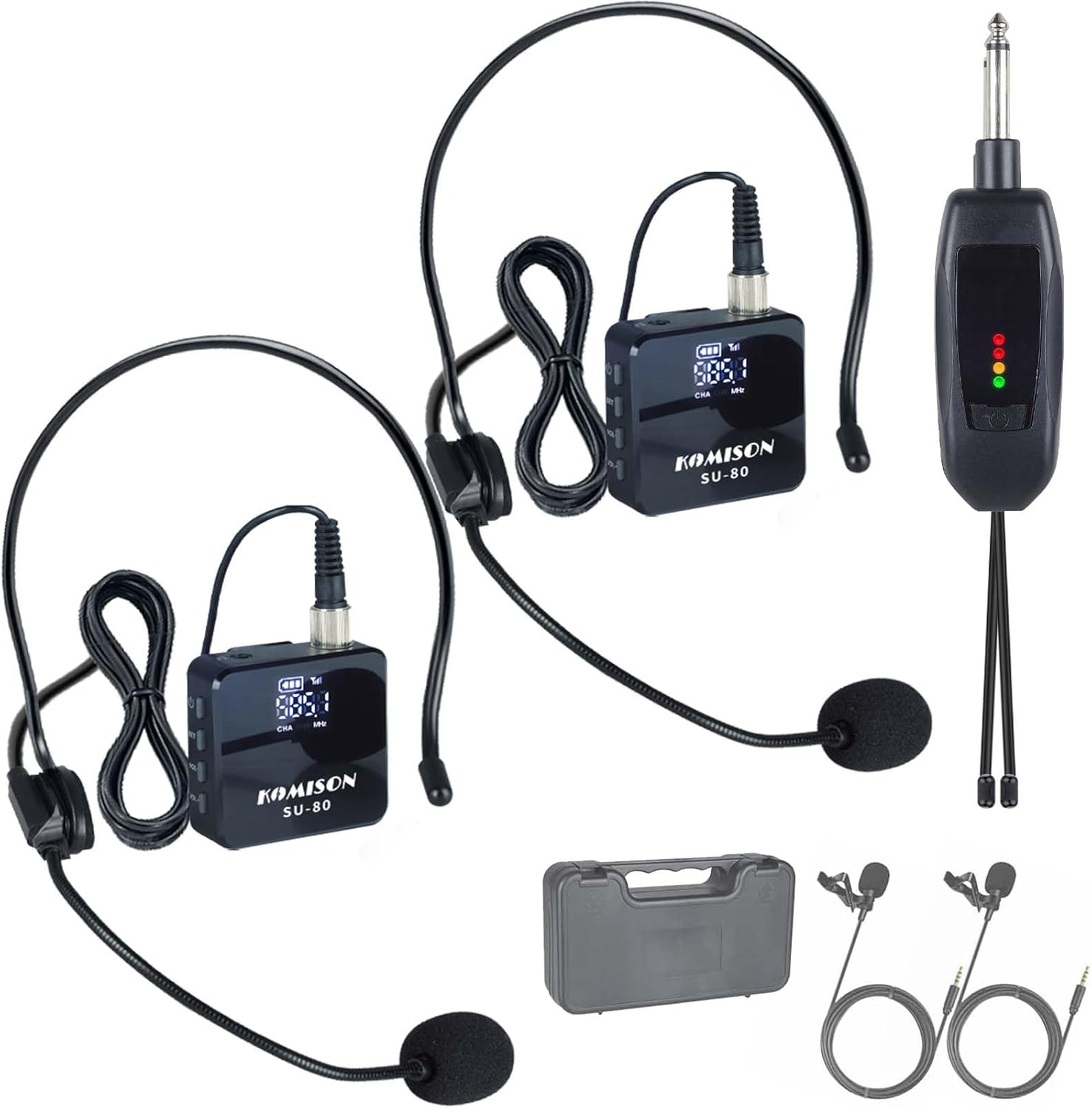 Amazon.com: KOMISON Wireless Lavalier Microphone System, UHF Dual Mini ...
