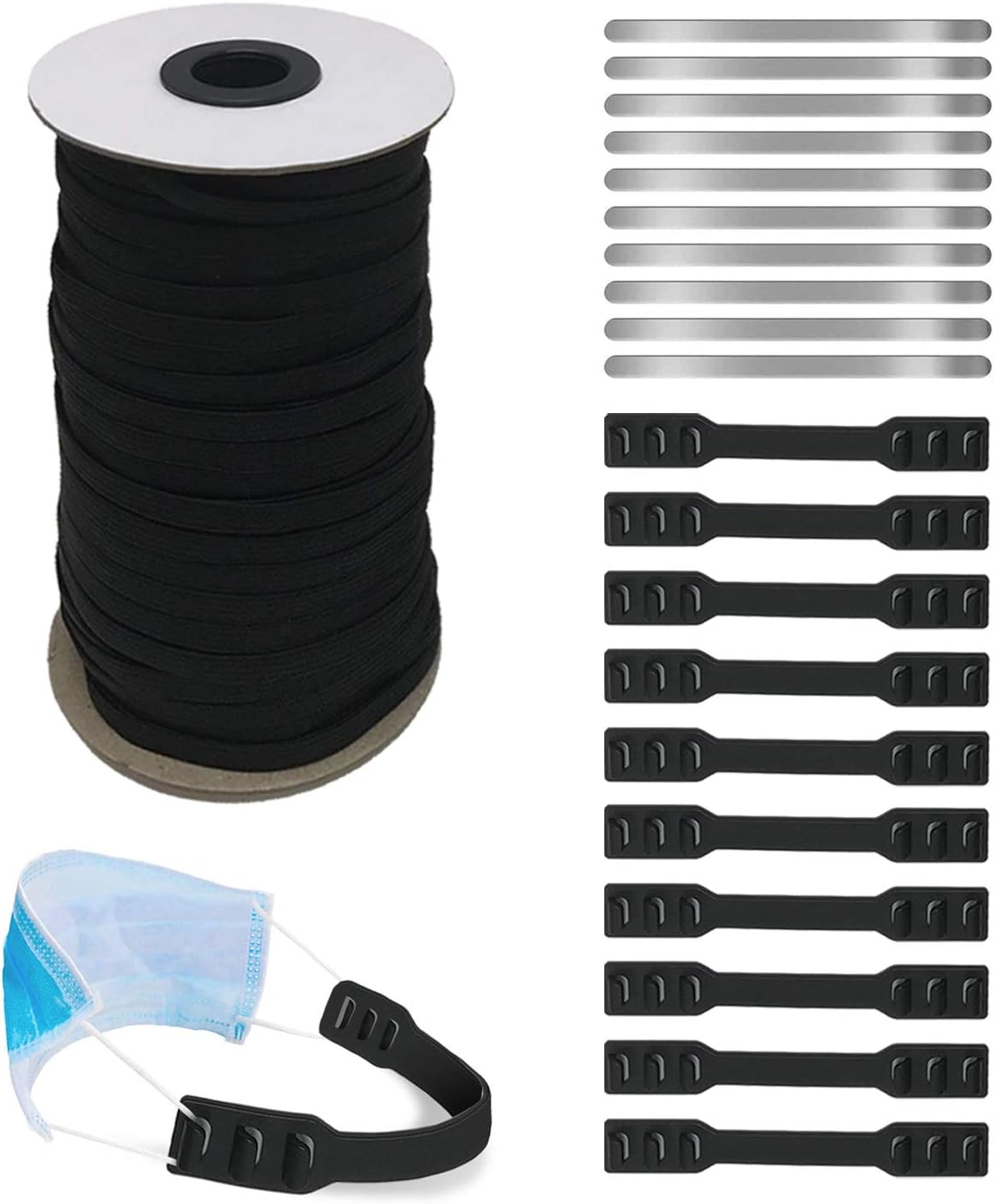 Amazon.com: 100 Yard Black Elastic Band with Free Extender and Nose ...
